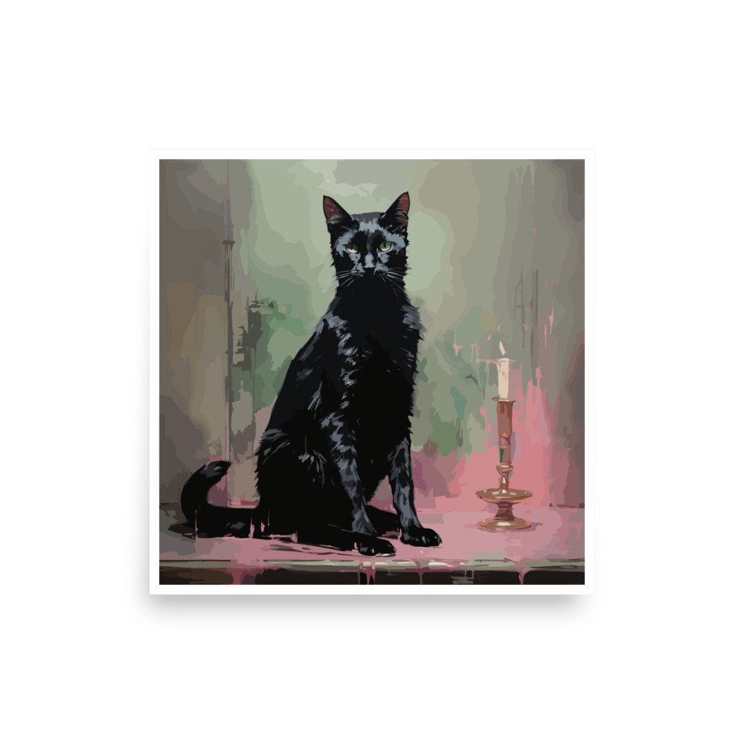 Black Cat Gothic Poster Print - Etsy