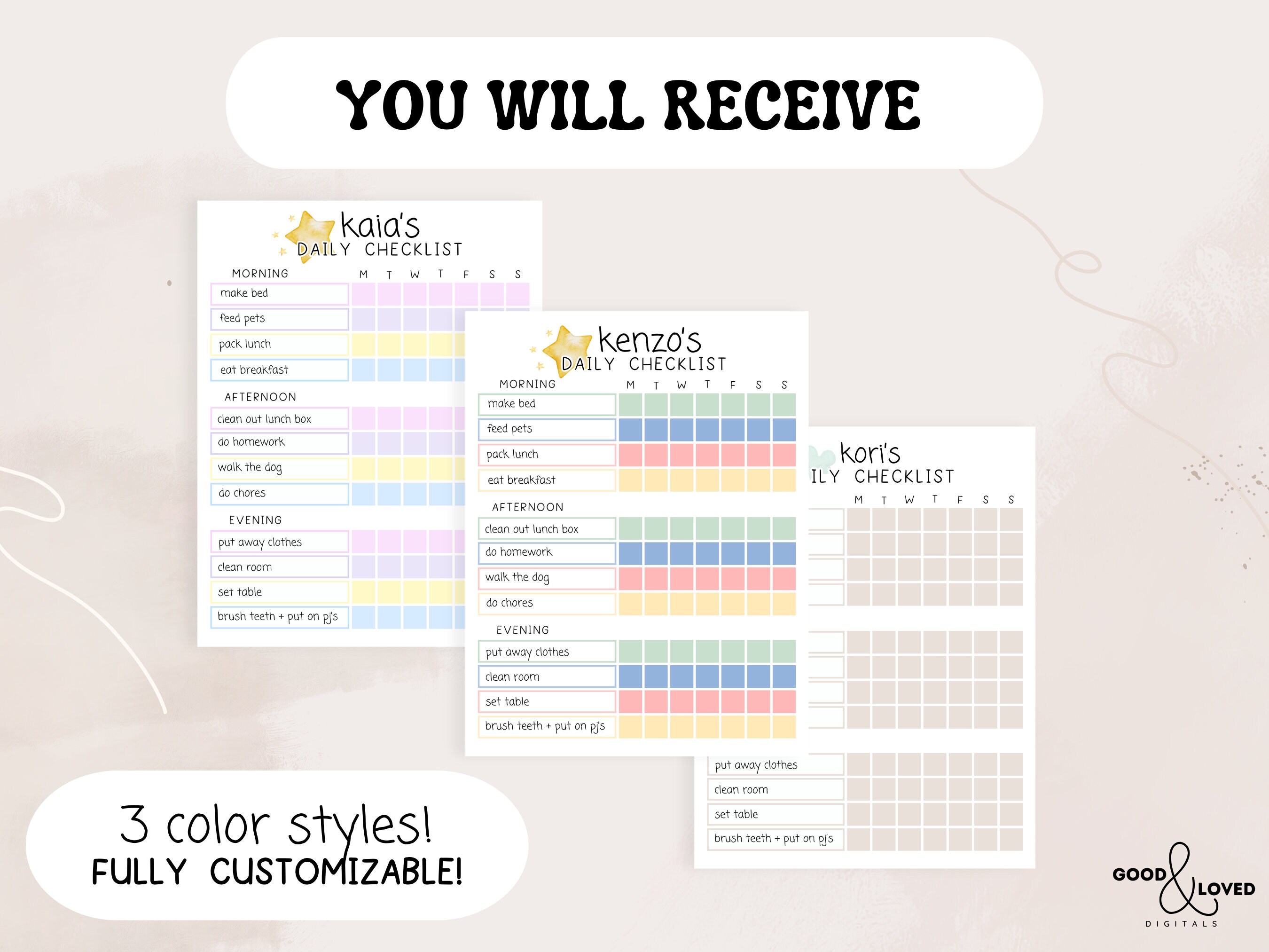 Editable Kids Daily Checklist Kids Responsibility Chart - Etsy