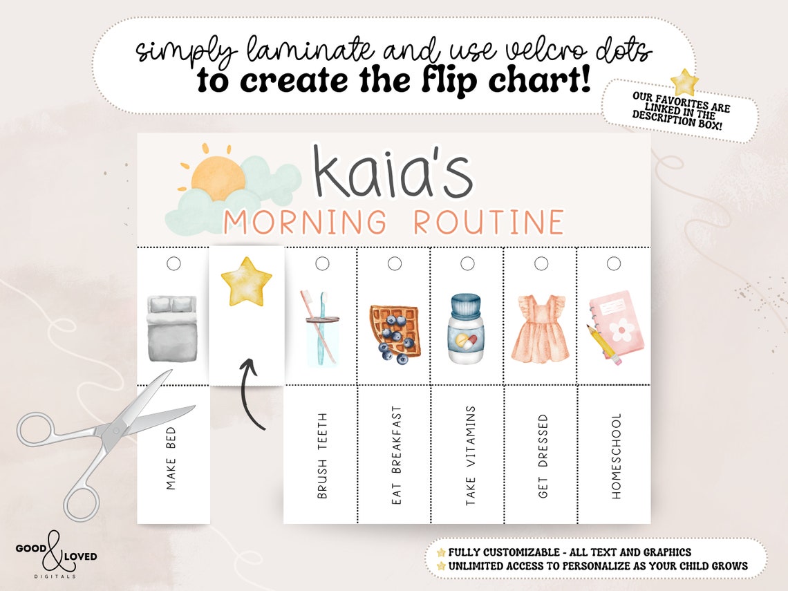 Morning Evening Routine Flip Chart, Preschool Editable Visual Schedule ...
