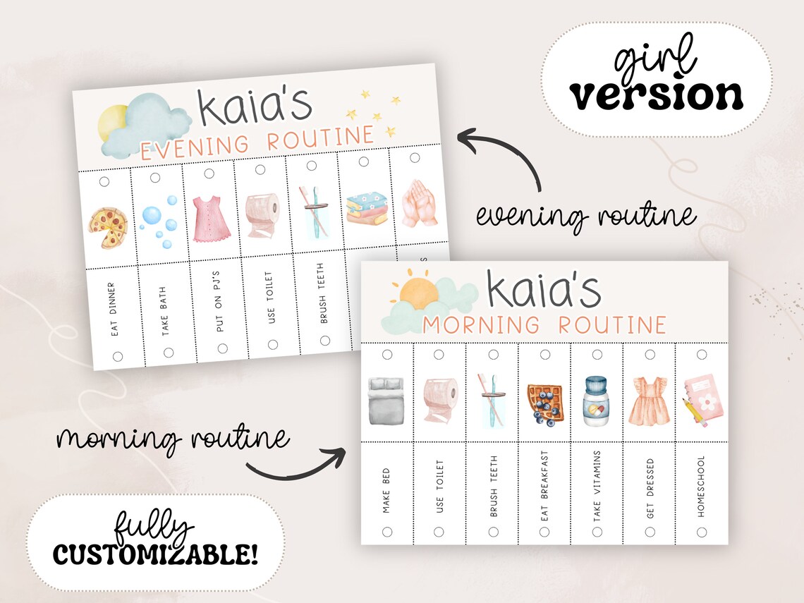 Morning Evening Routine Flip Chart, Preschool Editable Visual Schedule ...