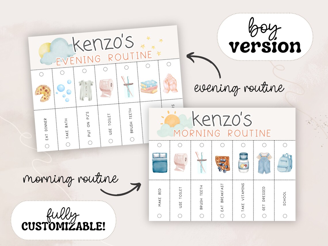 Morning Evening Routine Flip Chart, Preschool Editable Visual Schedule ...