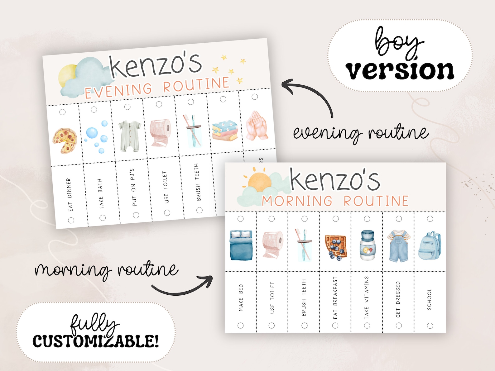 Morning + Evening Routine Flip Chart, Preschool Editable Visual ...