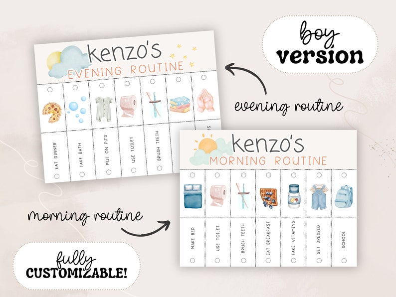 Morning + Evening Routine Flip Chart, Preschool Editable Visual ...