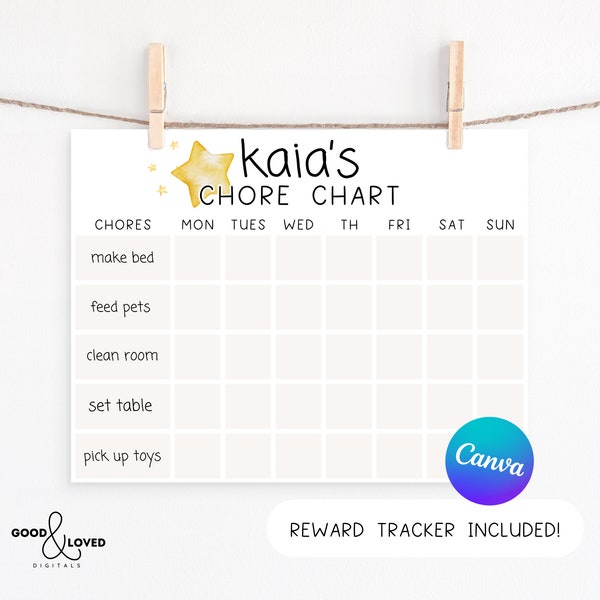 Editable Chore Chart Kids Responsibility Chart Kids Daily Routine ...