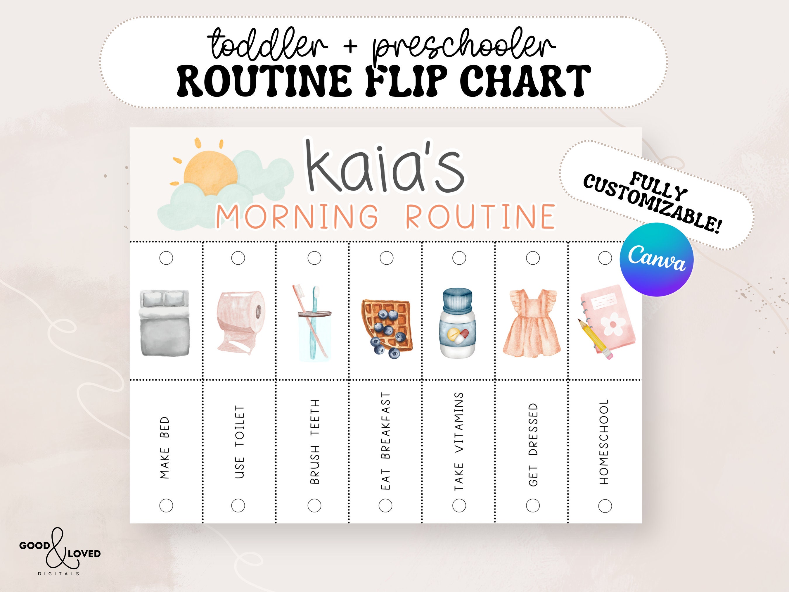 Morning + Evening Routine Flip Chart, Preschool Editable Visual ...