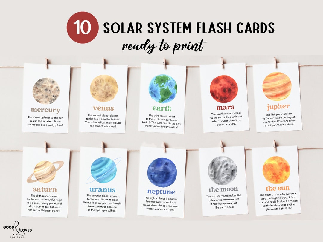 10 Solar System Flash Cards | Space Flash Cards | Homeschool Printables ...