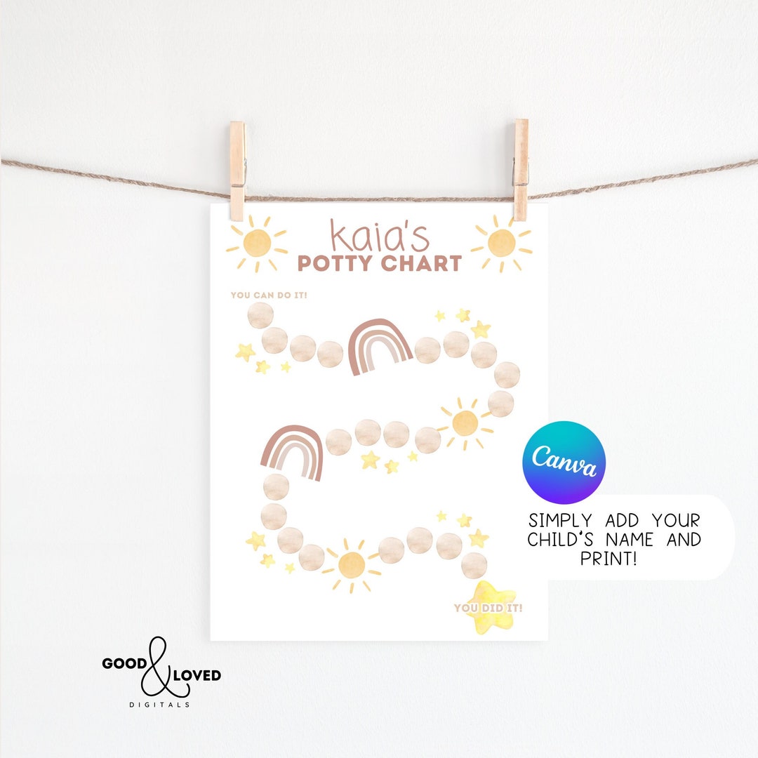 Editable Potty Training Chart | Neutral Rainbow Potty Chart | Toddler ...