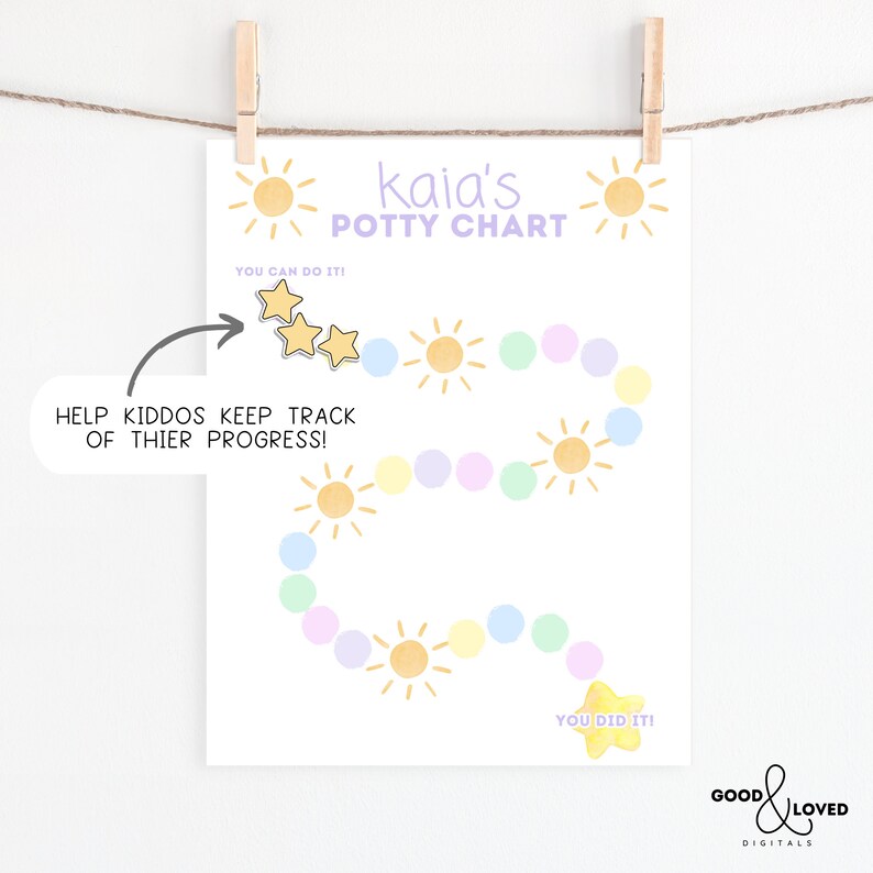 Editable Potty Training Chart Pink Rainbow Potty Chart - Etsy