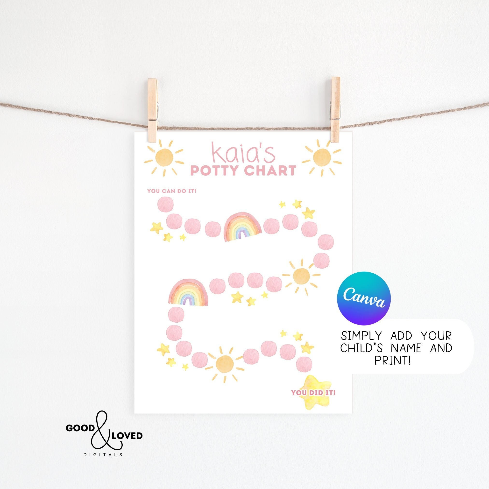 Editable Potty Training Chart | Pink Rainbow Potty Chart | Toddler ...