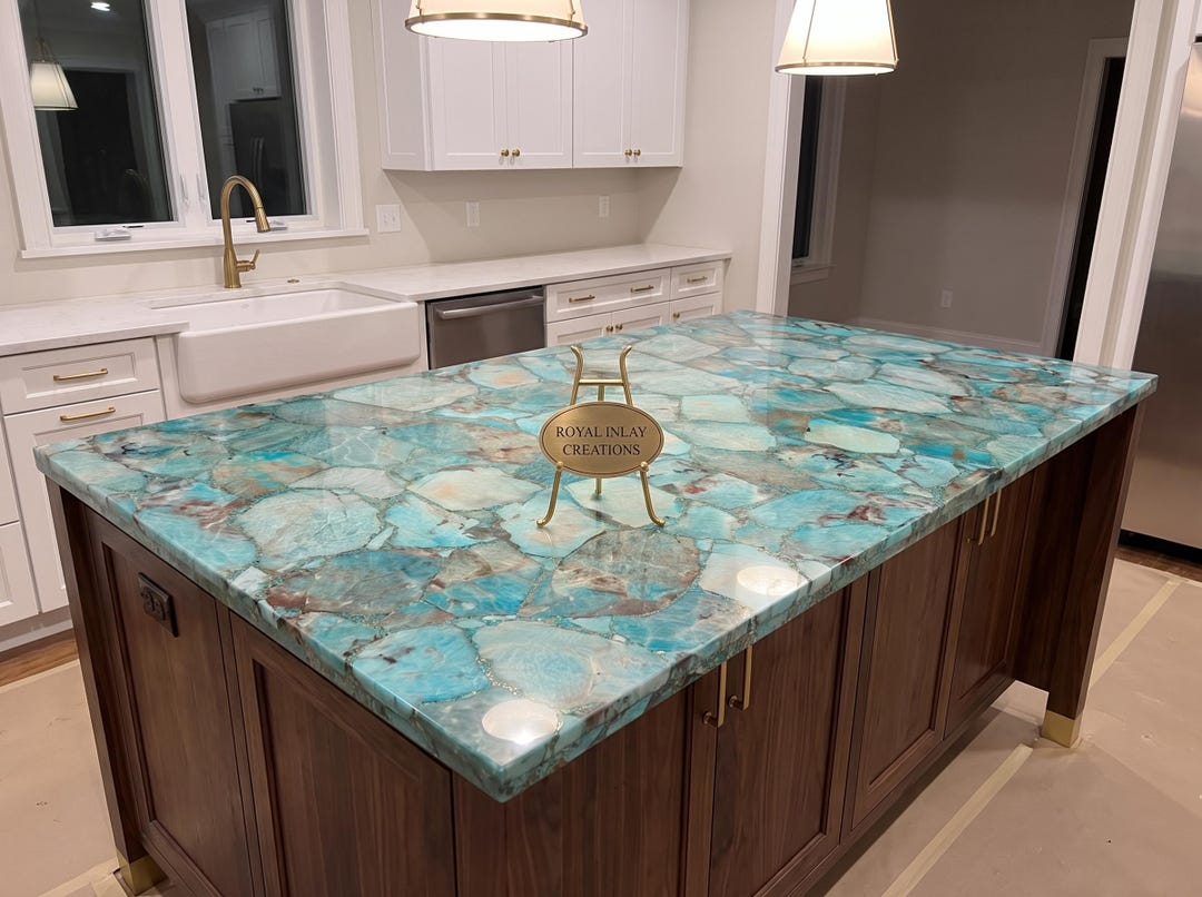 Amazonite Gemstone Slab and Countertop: Tranquil Green Crystal Slab for ...