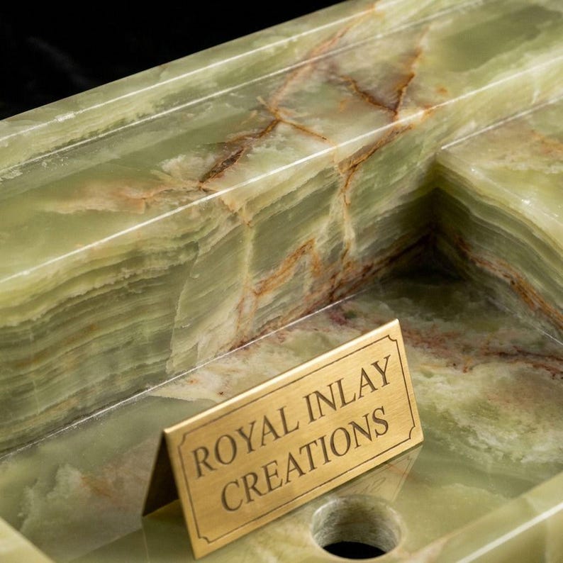 Green Onyx Rectangular Vessel Sink | Natural Stone Bathroom Vanity ...