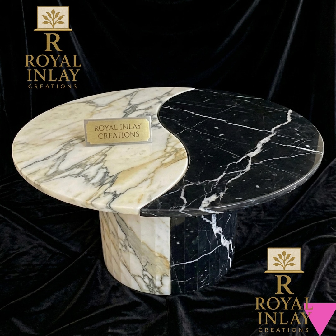 Yin Yang Marble Coffee Table | Calacatta Viola & Nero Marquina Split ...