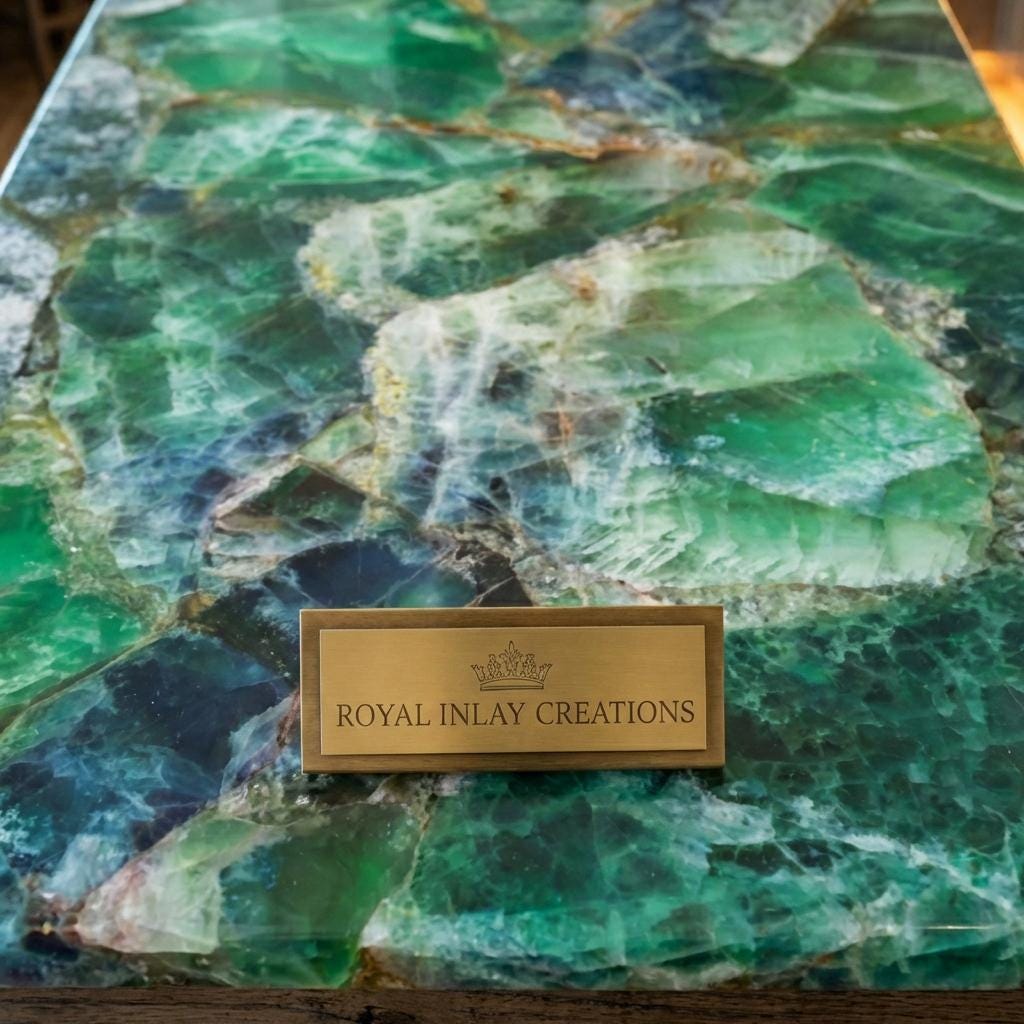 Custom Green Fluorite Kitchen Island Slab | Luxury Gemstone Countertop ...