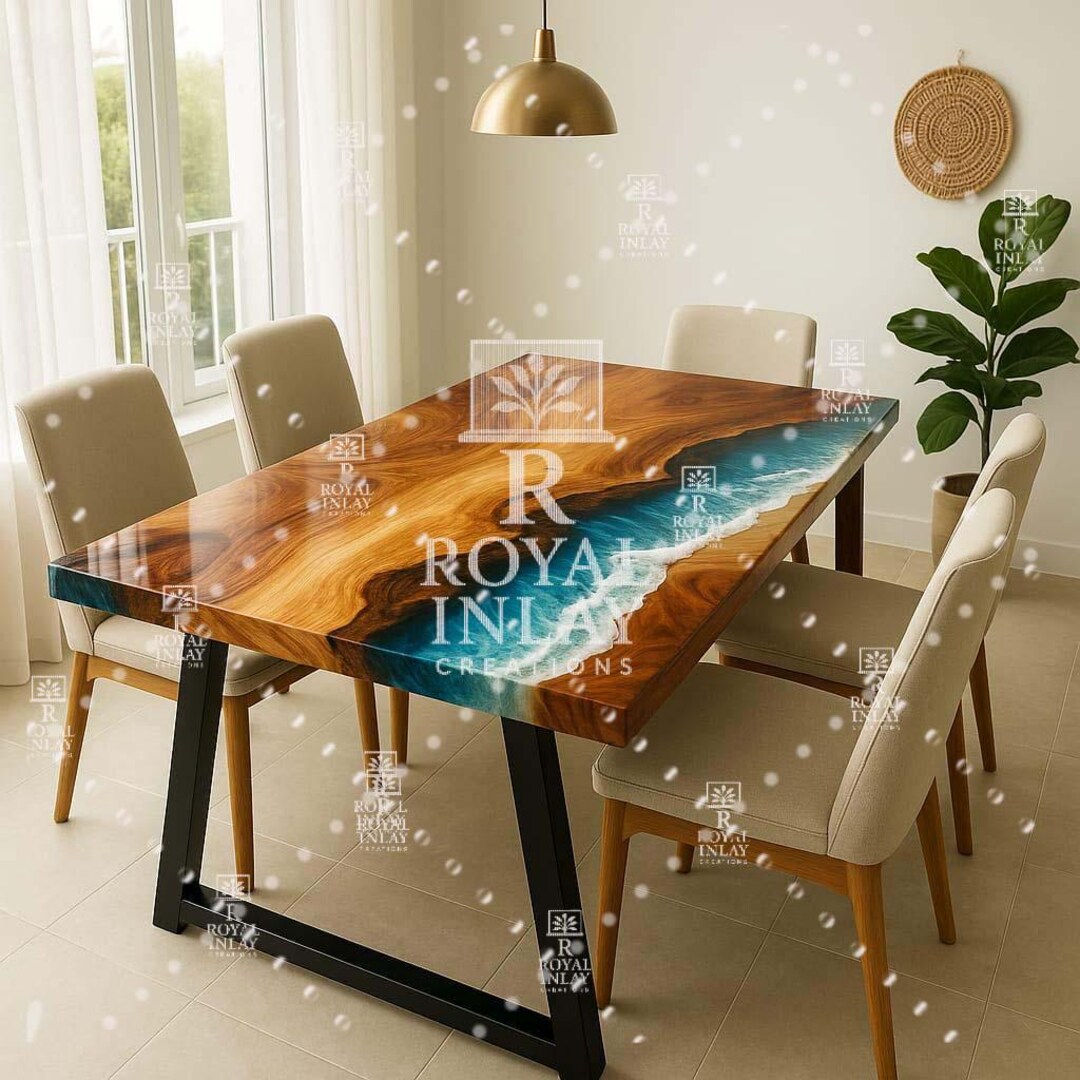 Handmade Epoxy Resin River Table Top: Wood Art, Living Room Accent - Etsy