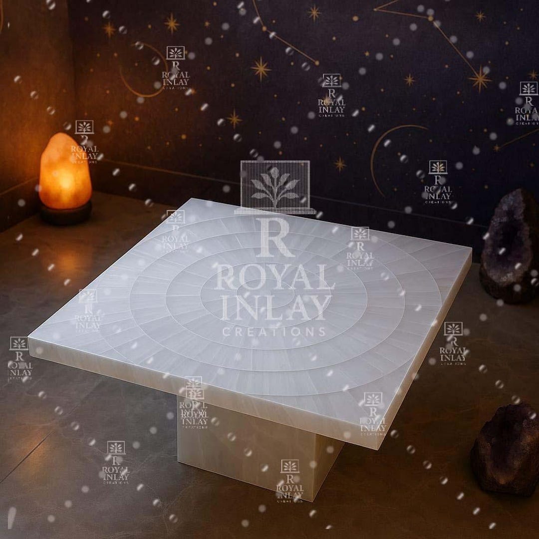 Selenite Table Top Crystal Energy Furniture – White Spiritual Decor for ...