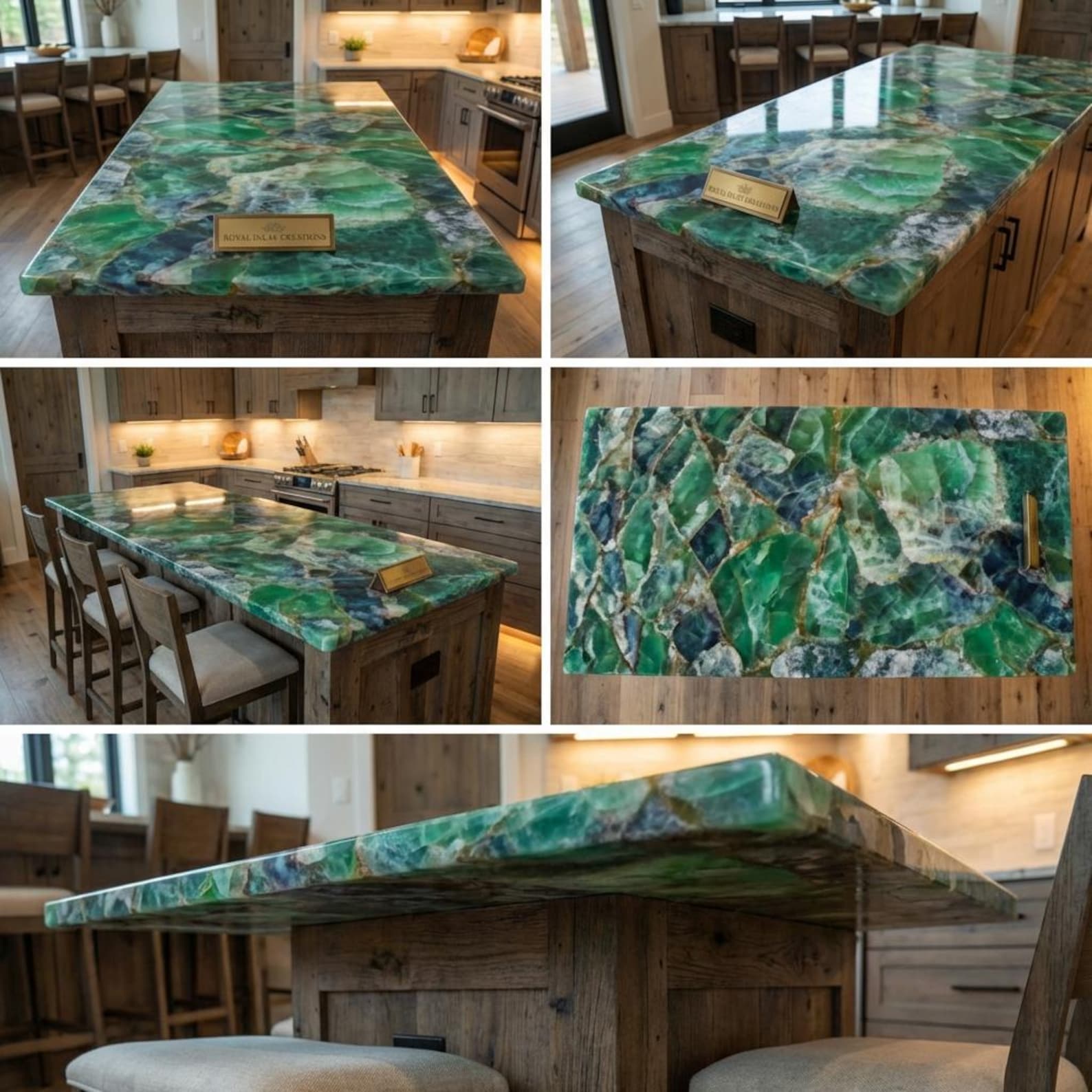 Custom Green Fluorite Kitchen Island Slab | Luxury Gemstone Countertop ...