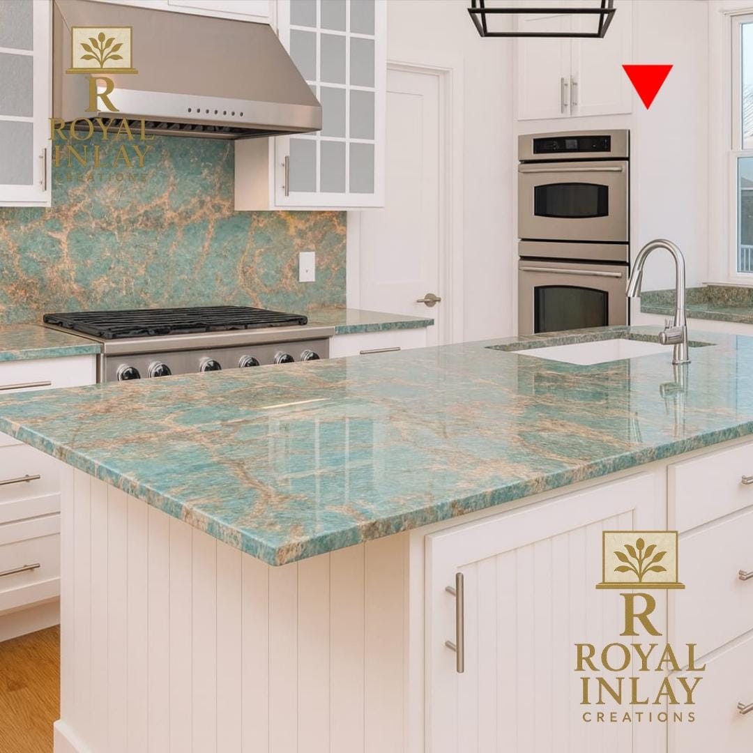 Amazonite Gemstone Slab and Countertop: Tranquil Green Crystal Slab for ...