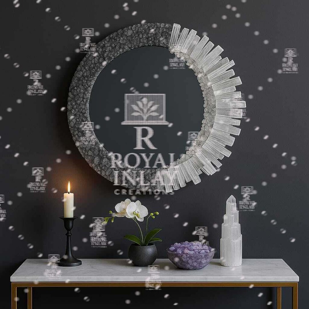 Selenite Crystal Mirror: Boho Stone Wall Decor - Etsy