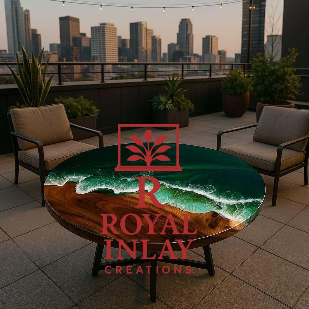 Round Epoxy Tabletop – Epoxy Resin Outdoor Dining Table – Garden ...