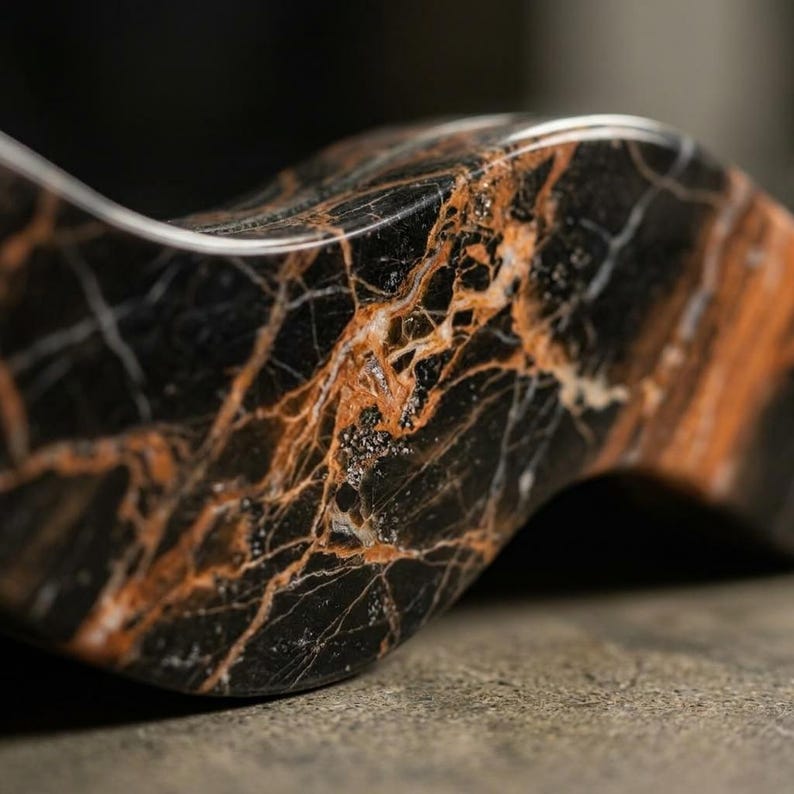 Wavy Saint Noir Marble Floor Mirror | Full Length Statement Wall Decor ...