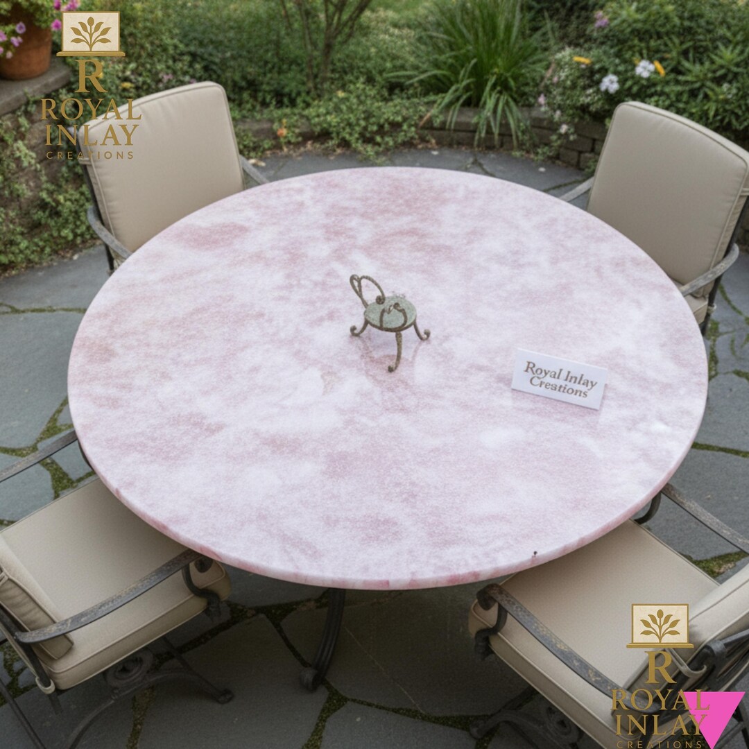 Bespoke Rose Quartz Round Table Top: Natural Crystal Slab, Luxury Decor ...