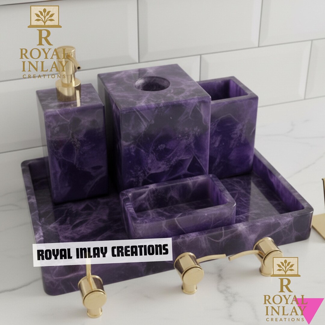 Regal Amethyst Bathroom Set: Crystal Spa Decor - Self-care Gift - Etsy