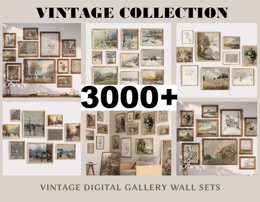 3000+ Printable Vintage Gallery Wall Art SET | Eclectic Gallery Set ...
