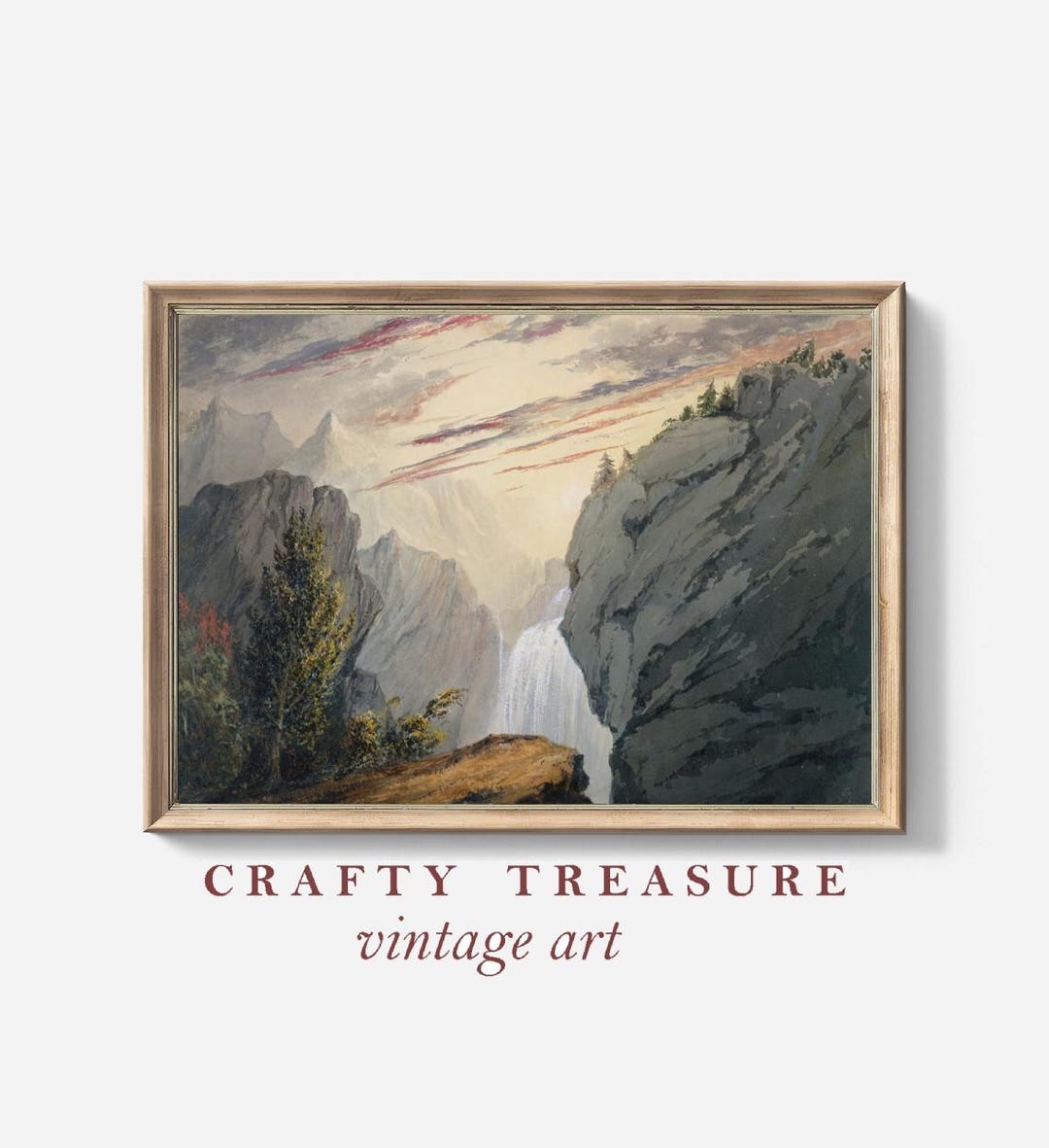 Waterfall Painting | Waterfall Artwork | Falling Water Painting ...