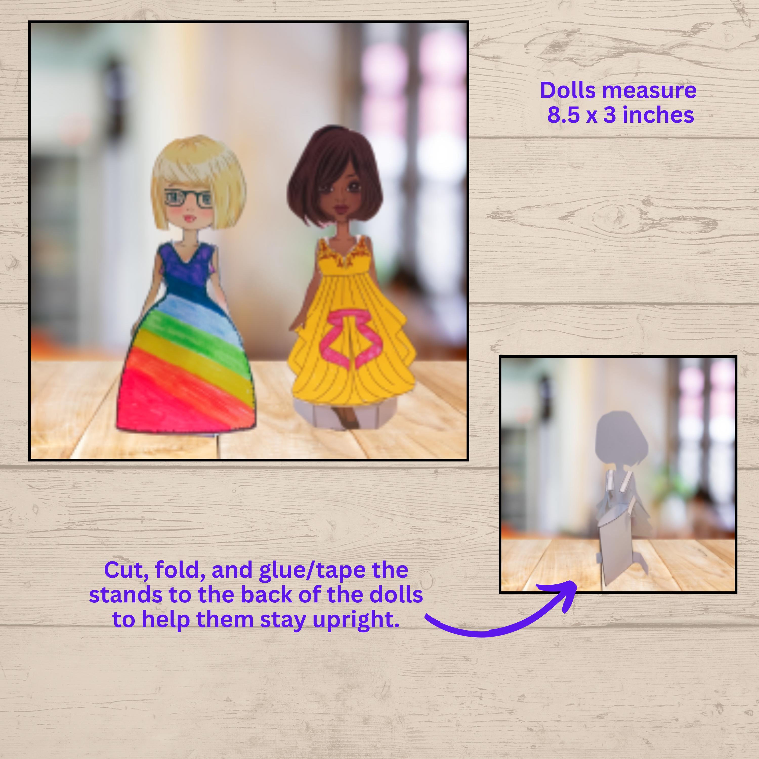 Fashion Design Color and Cut-out Paper Dolls and Clothes PDF Printable ...