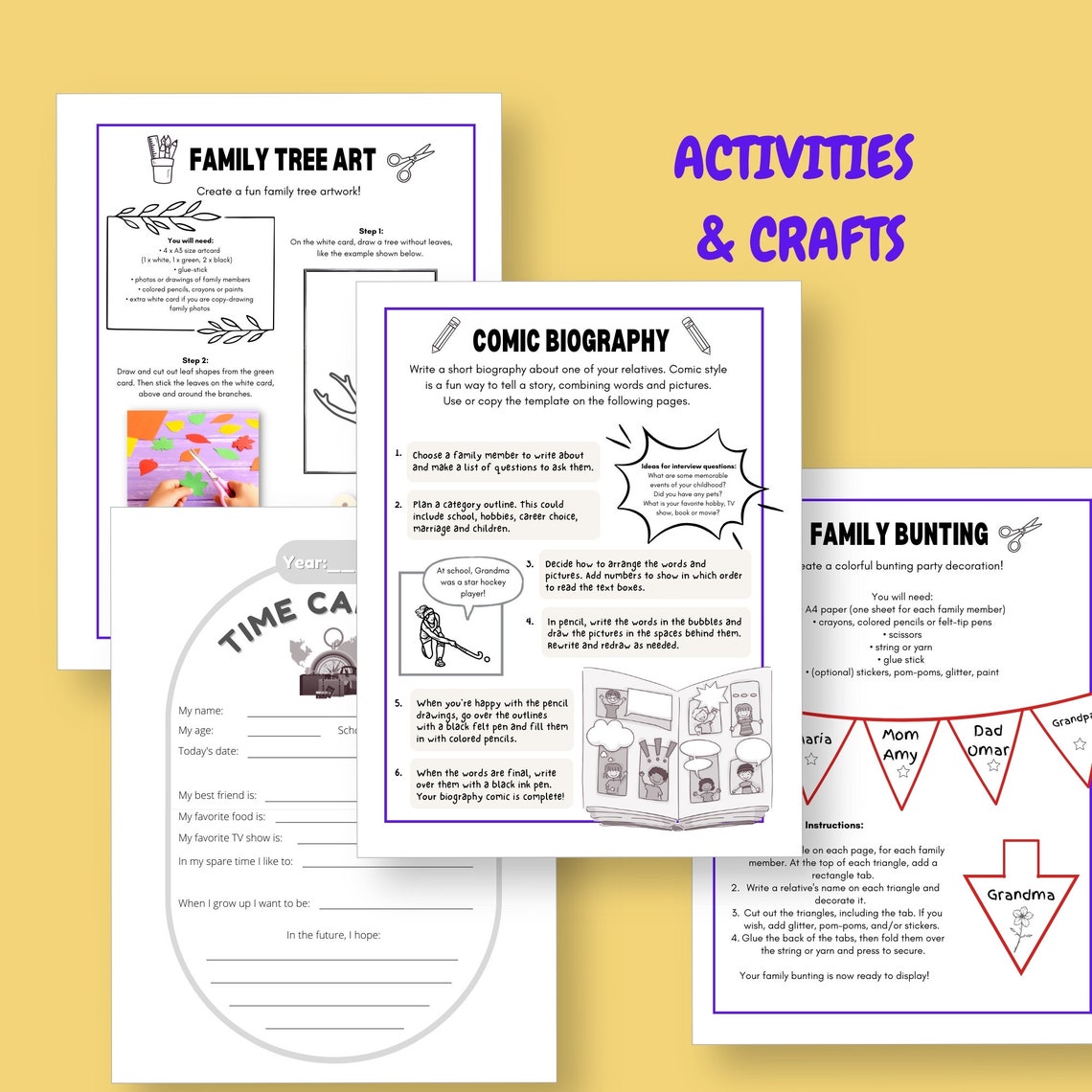Family Tree Activity Pack for Kids / Digital Download / Ancestry Charts ...