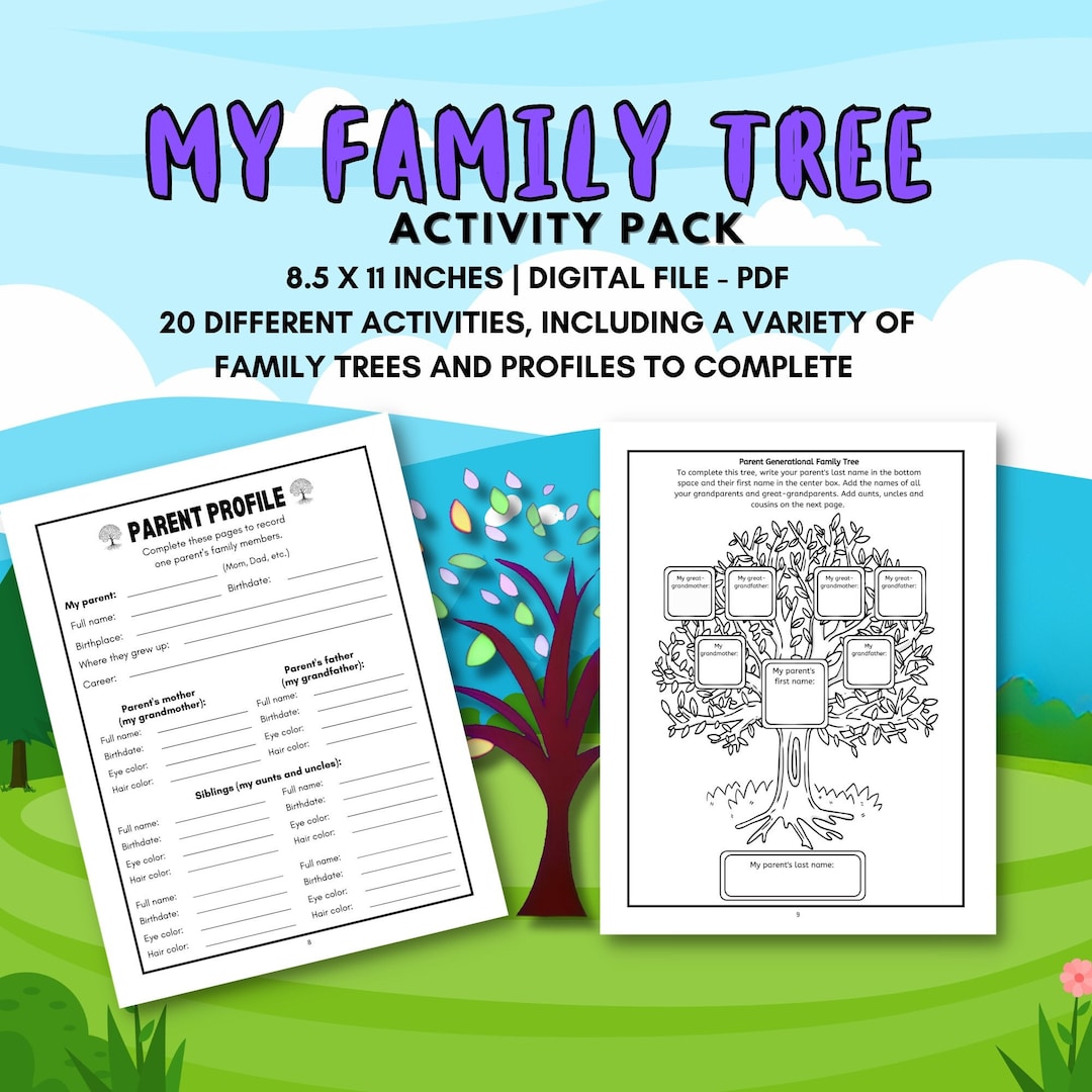 Family Tree Activity Pack for Kids / Digital Download / Ancestry Charts ...