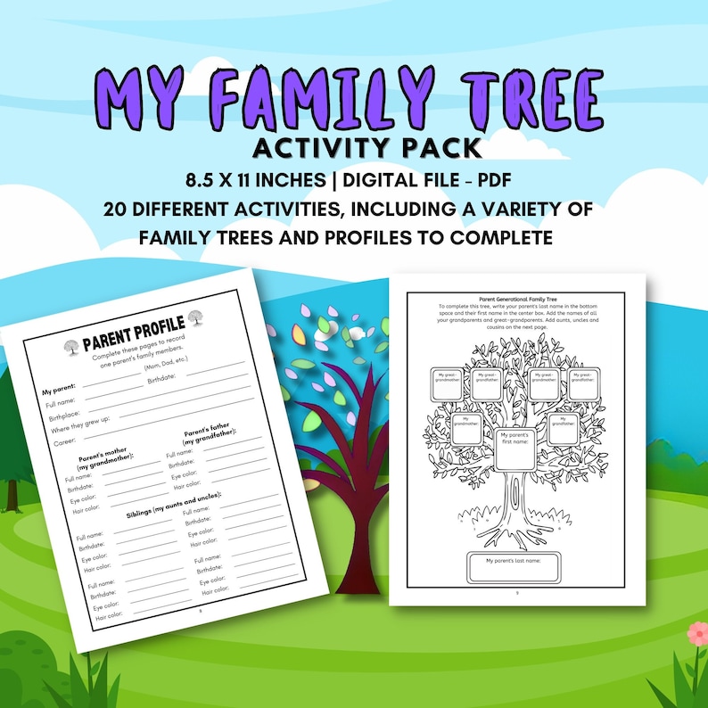 Family Tree Activity Pack for Kids / Digital Download / Ancestry Charts ...