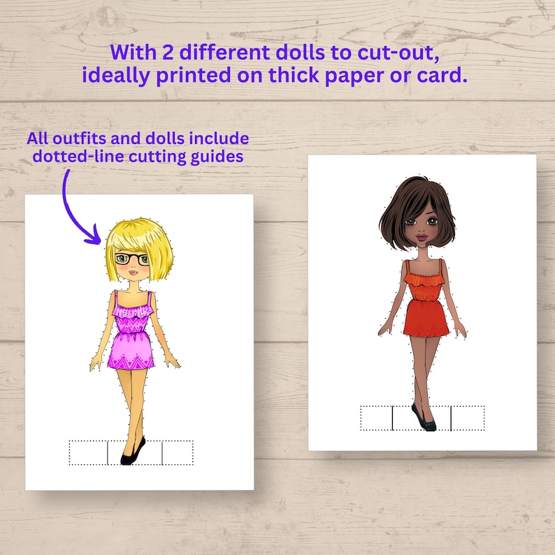 Fashion Design Color and Cut-out Paper Dolls and Clothes PDF Printable ...