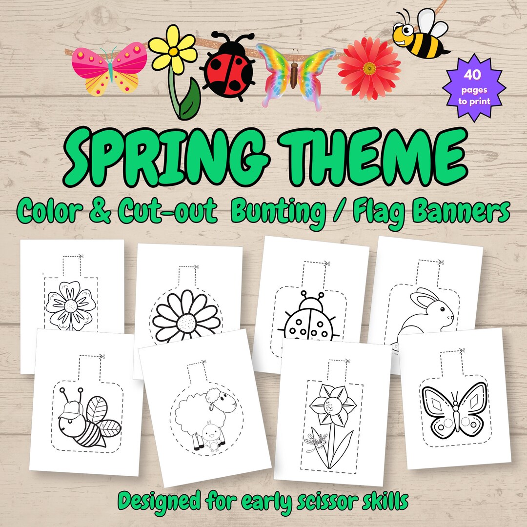 Banderines para colorear y recortar de primavera / banderines para ...