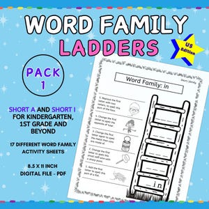 Word Family Ladders K-1 PACK 1: Short A and Short I Common Core Word ...