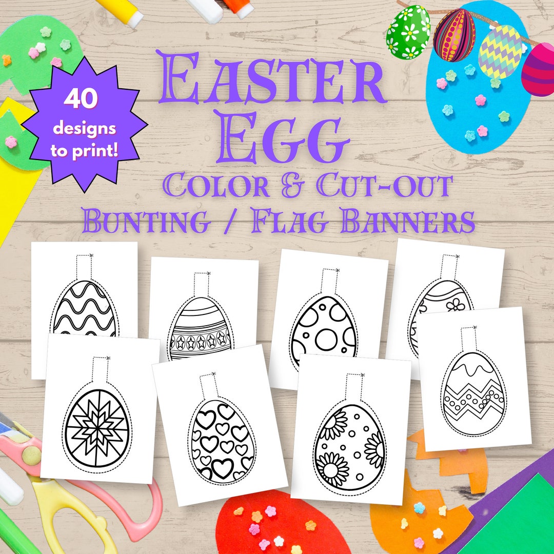 Easter Egg Color & Cut Out Bunting Activity Printable - Etsy