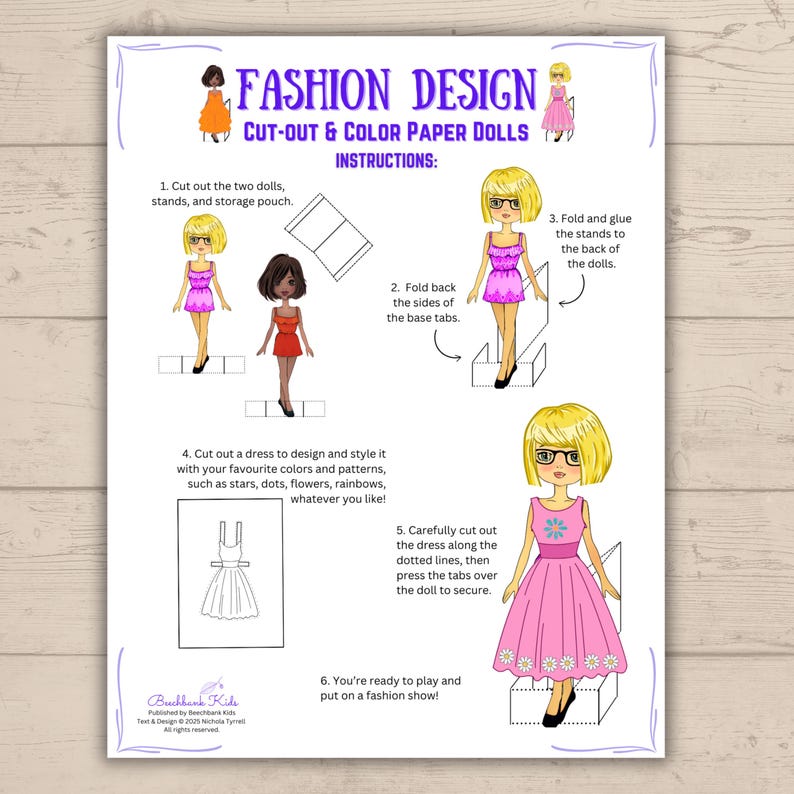 Fashion Design Color and Cut-out Paper Dolls and Clothes PDF Printable ...