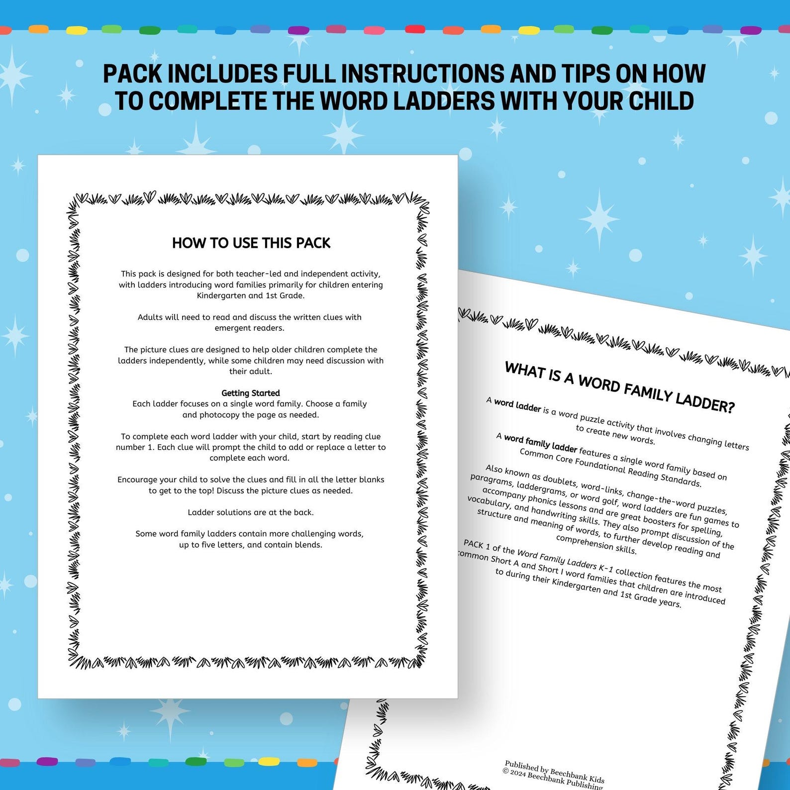 Word Family Ladders K-1 PACK 1: Short A and Short I Common Core Word ...