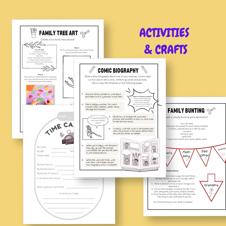 Family Tree Activity Pack for Kids / Digital Download / Ancestry Charts ...