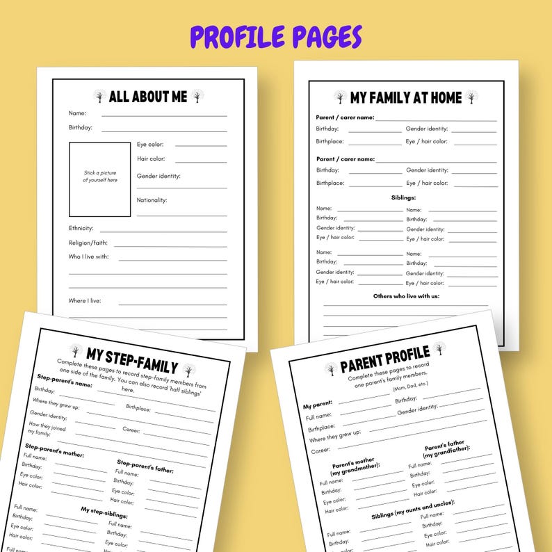 Family Tree Activity Pack for Kids / Digital Download / Ancestry Charts ...