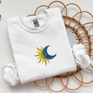Embroidered Sweatshirts, Sun and Moon Embroidered Sweatshirt ...