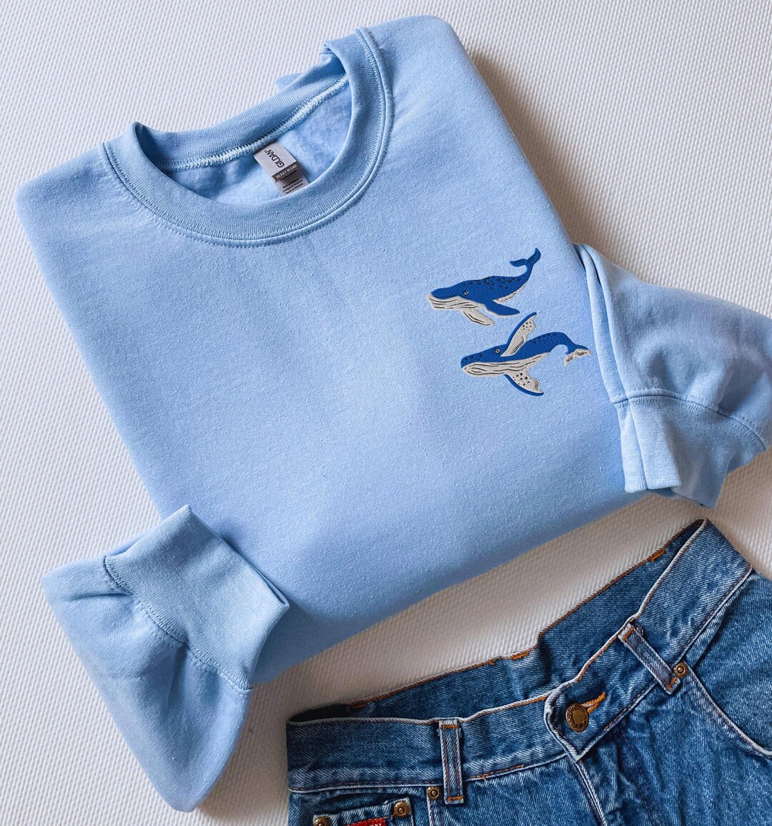 Humpback Whales Embroidered Sweatshirts, Gifts for Friends, Funny Gifts ...