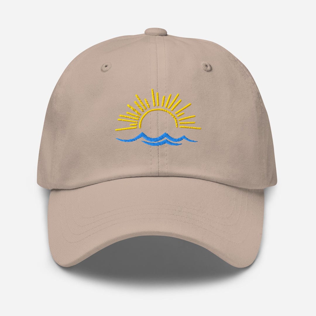 Sun and Wave Embroidered Caps, Summer Caps, Gifts for Friends, Tropical ...