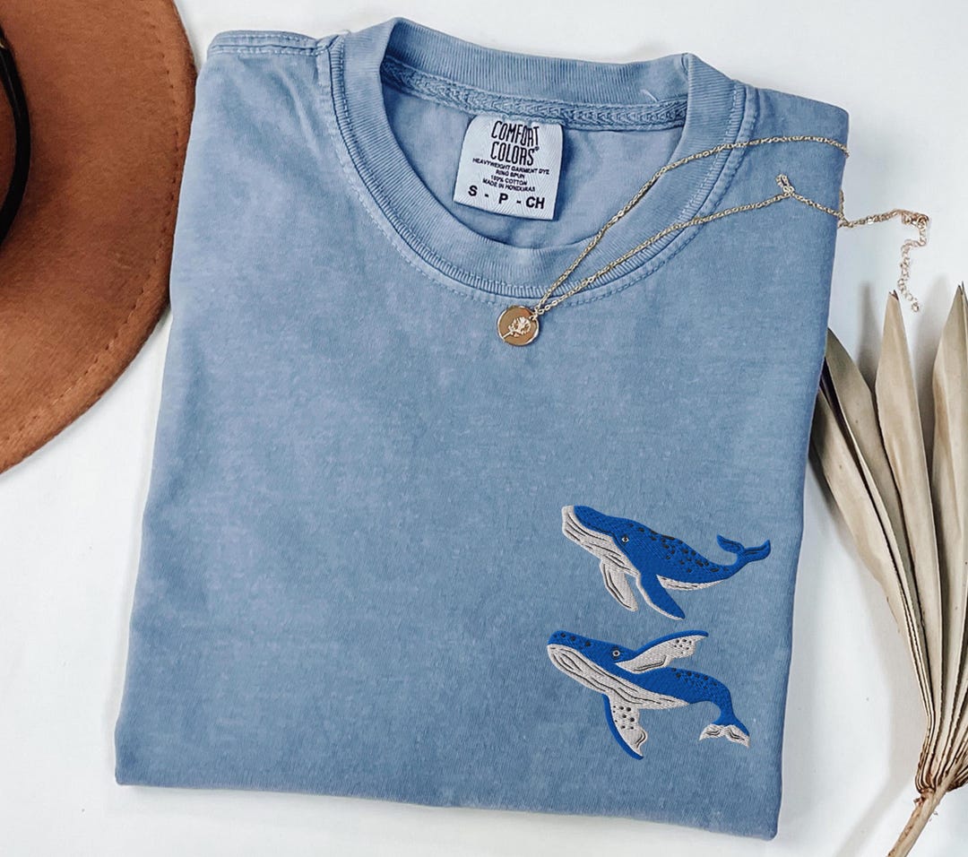 Humpback Whales Embroidered T-shirts, Comfort Colors Shirts, Summer ...