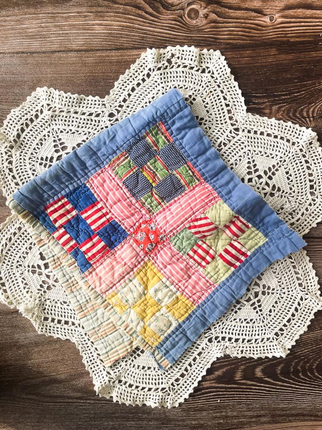 Vintage Quilt Cutter Piece in Vibrant Colours Red Blues Pinks - Etsy