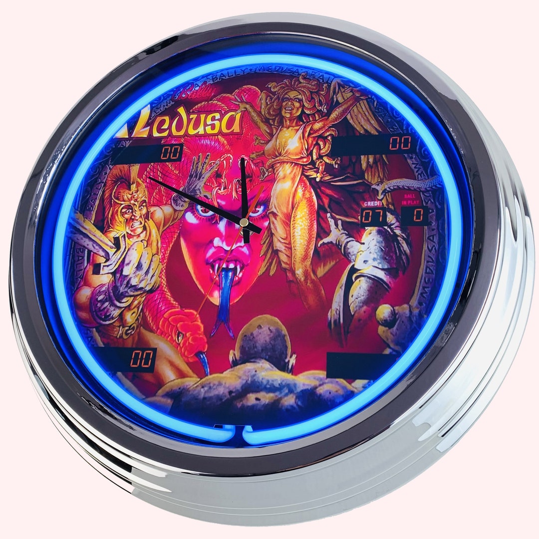 Pinball Medusa Bally 1981 Large Neon Clock 17" Inch (N-0752) Retro Wall ...