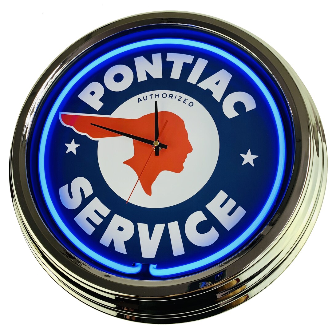 Pontiac Large Neon Clock 17 Inch N-0205 - Etsy