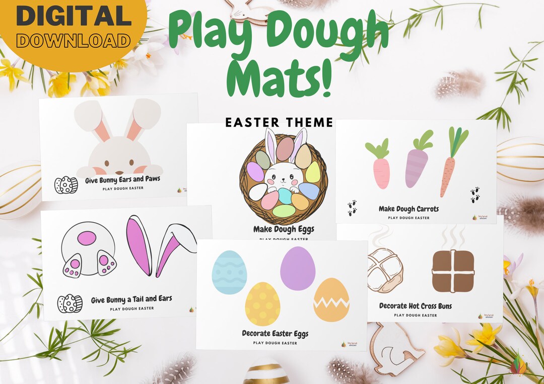 Easter Play Dough Mats Bundle - Printable Play Mats, Children Activity ...