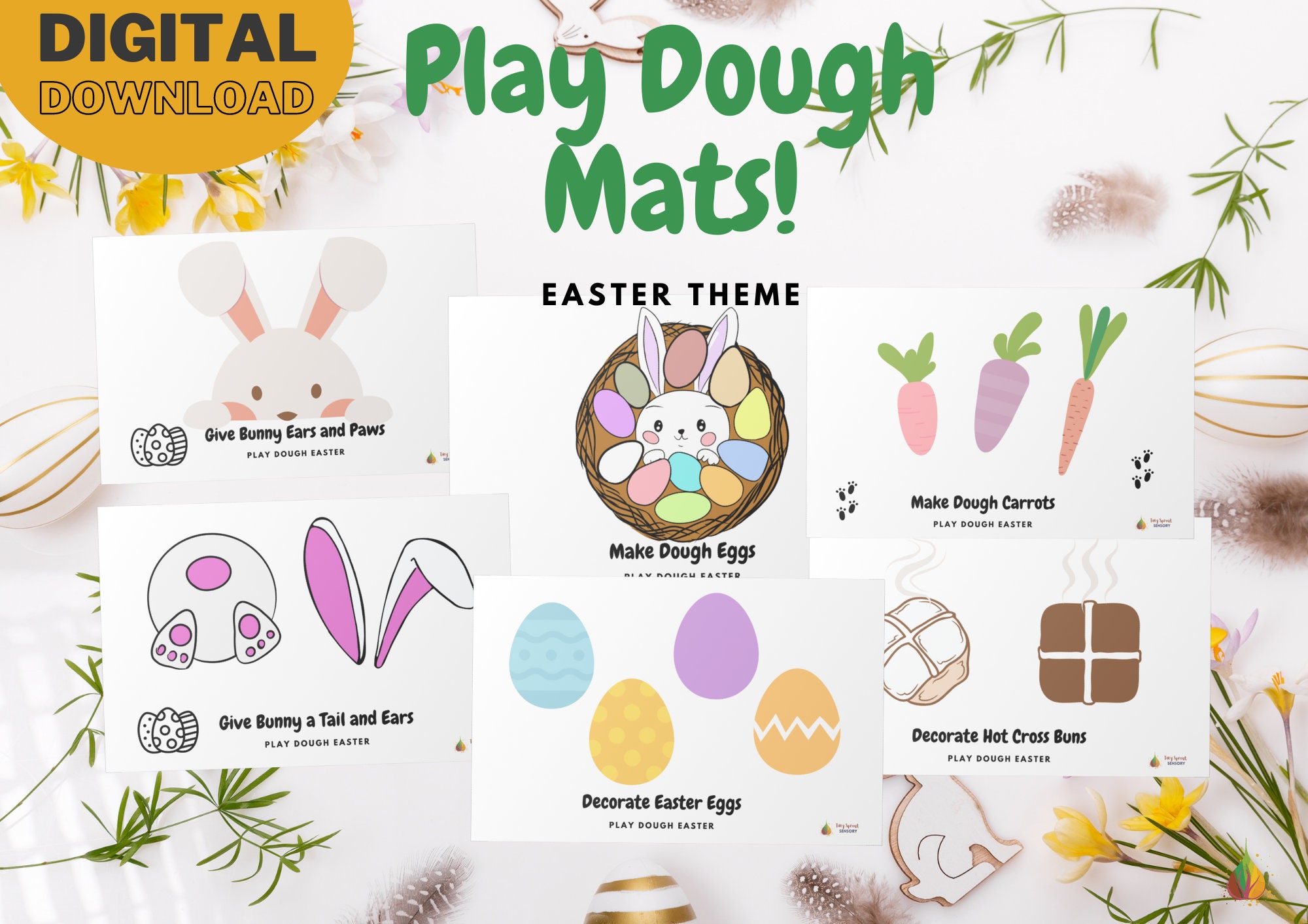 Easter Play Dough Mats Bundle Printable Play Mats, Children Activity ...