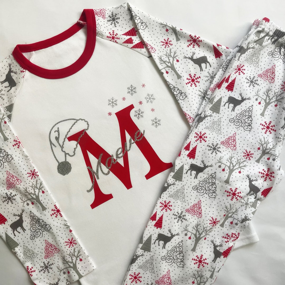 Santa Hat Name Personalised Christmas Pyjamas - Etsy